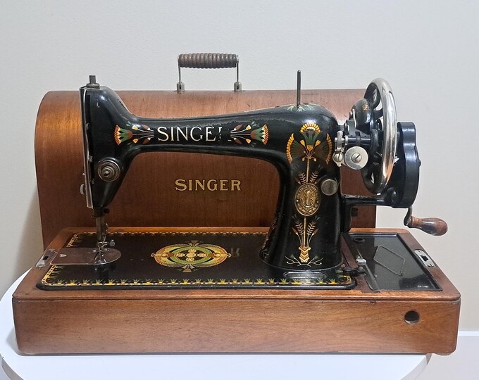 Vintage 1916 Singer Model 66K Lotus Design Hand Crank Sewing Machine ...