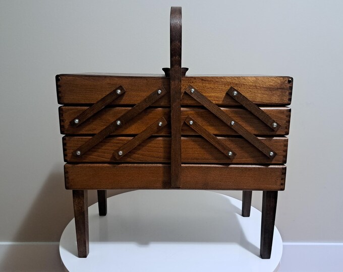 Vintage Large Accordion Sewing Box Large Accordion Craft Box Large ...