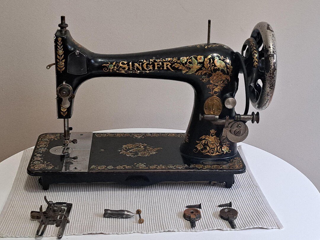 Vintage 1906 Pheasant Decal Treadle Head Signer Sewing Machine Singe ...