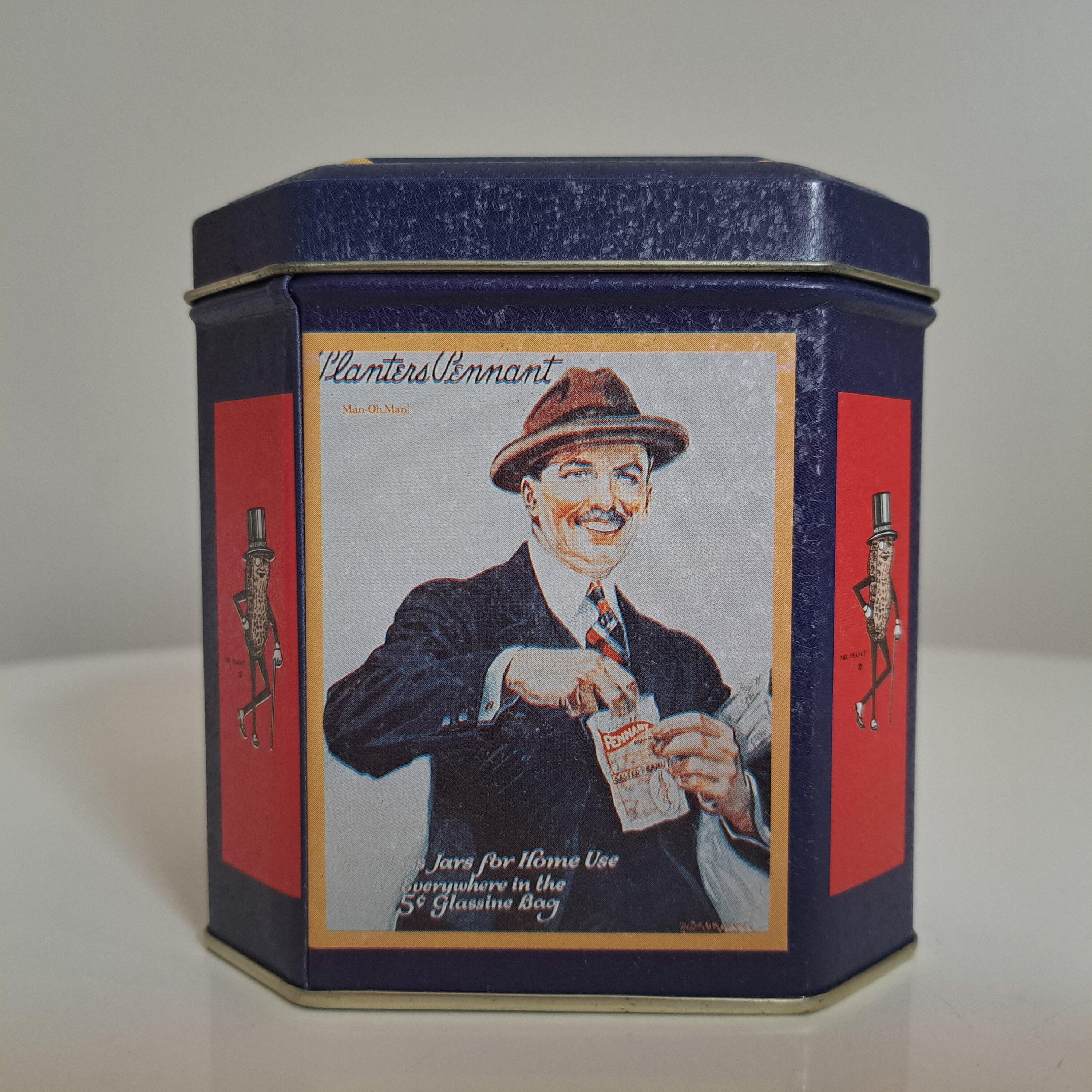 Vintage 1993 Planters Pennant Tin Mr. Peanut Hexagon Shaped Tin Vintage ...