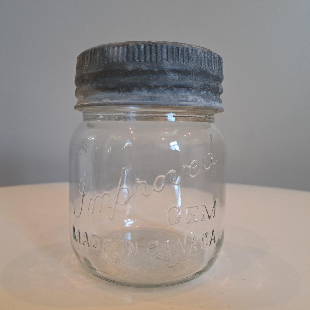 Vintage Improved Gem Pint Jars With Glass Lids and Metal Rings - Etsy