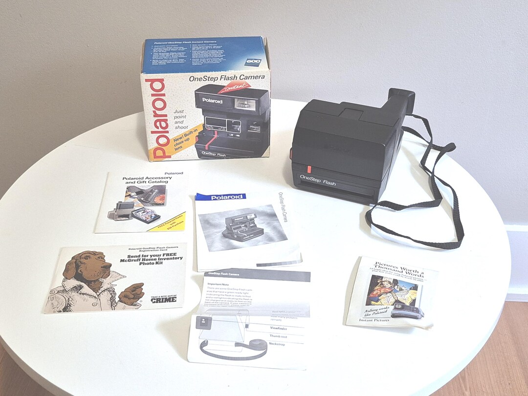 Vintage Polaroid One Step Flash Camera Red Stripe Polaroid Camera 1990 ...