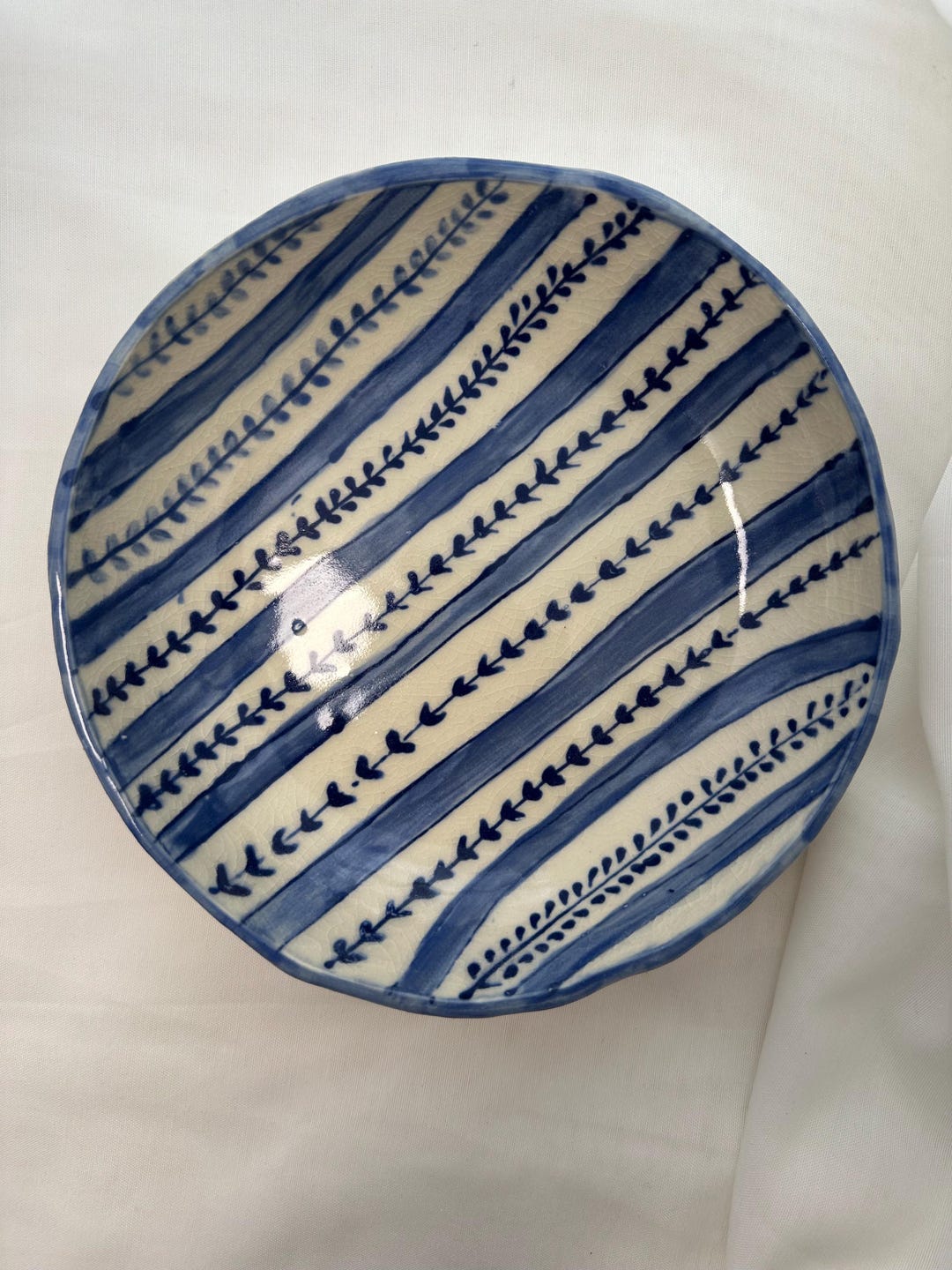 Handmade and Handpainted Ceramic Bowl, One-of-a-kind, Blue Design - Etsy