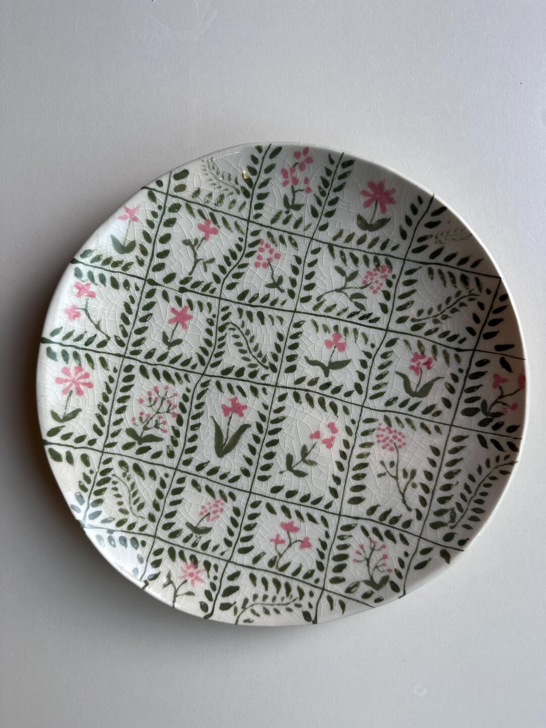 Handpainted "garden Quilt" Plate, 8.5" D, One of a Kind - Etsy