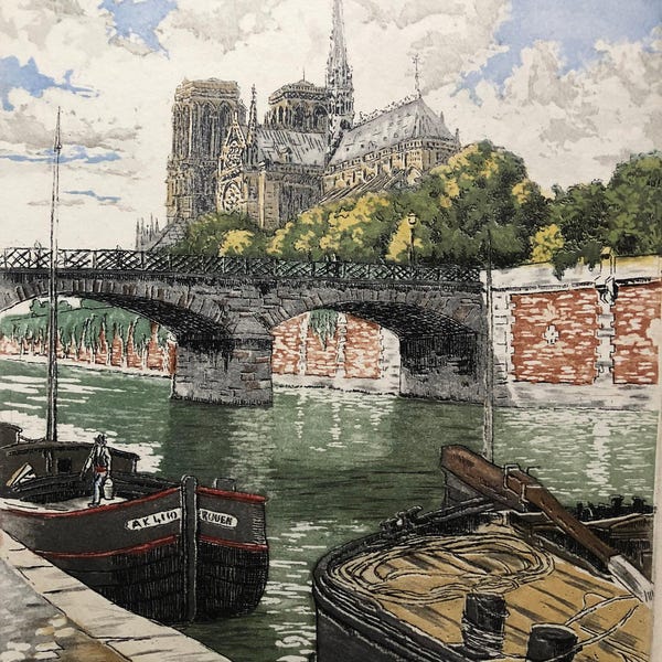 Hand Colored Etching - Etsy