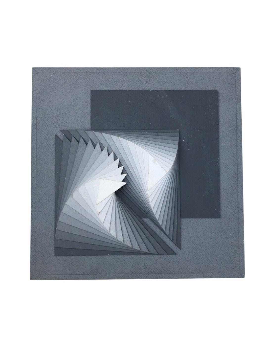 Op Art Mixed Media Art Visual Triangles Squares Vintage Graphic 1988 ...
