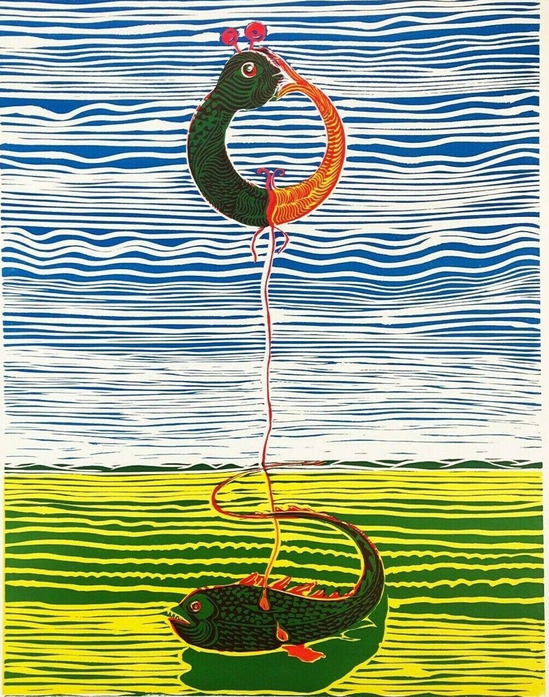 Helmut Weber Von Wallau Woodcut 61 X 43 Cm Hand Signed 1970s Limited 56 ...