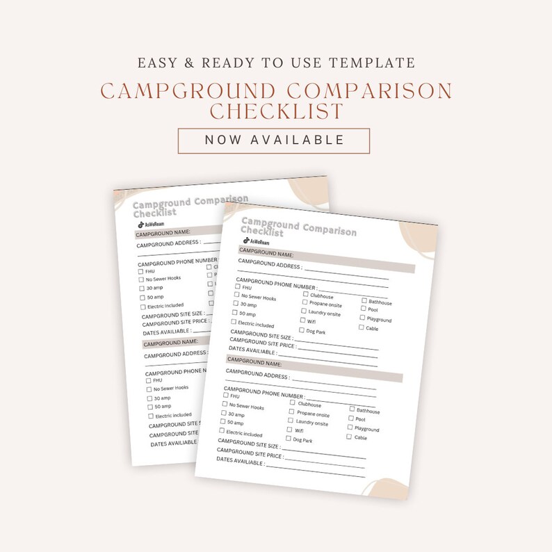 RV Campground Checklist | RV Printable Checklist | Camping Planner ...