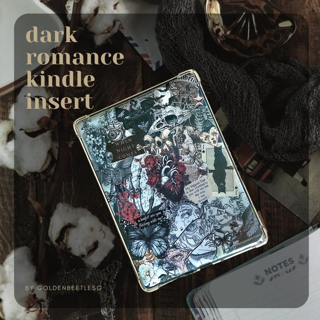 DARK ROMANCE Theme Kindle Insert for Clear Case | PRINTABLE Kindle ...