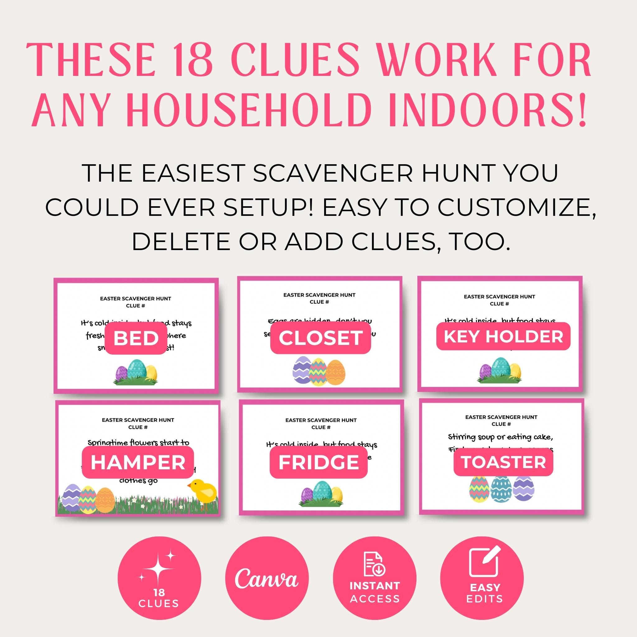 Indoor Easter Scavenger Hunt for Kids, Printable Easter Treasure Hunt ...