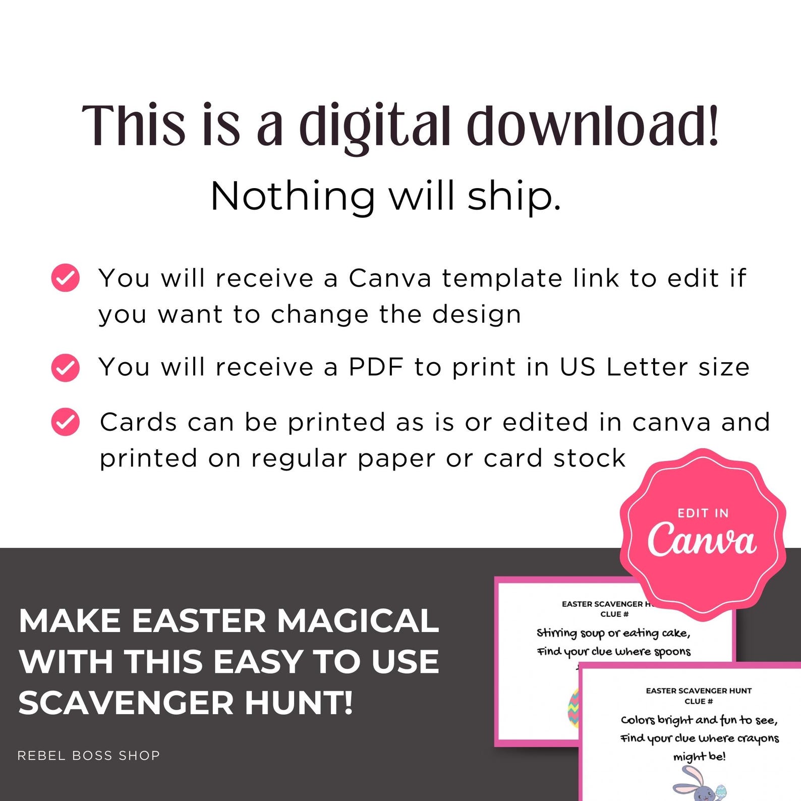 Indoor Easter Scavenger Hunt for Kids, Printable Easter Treasure Hunt ...