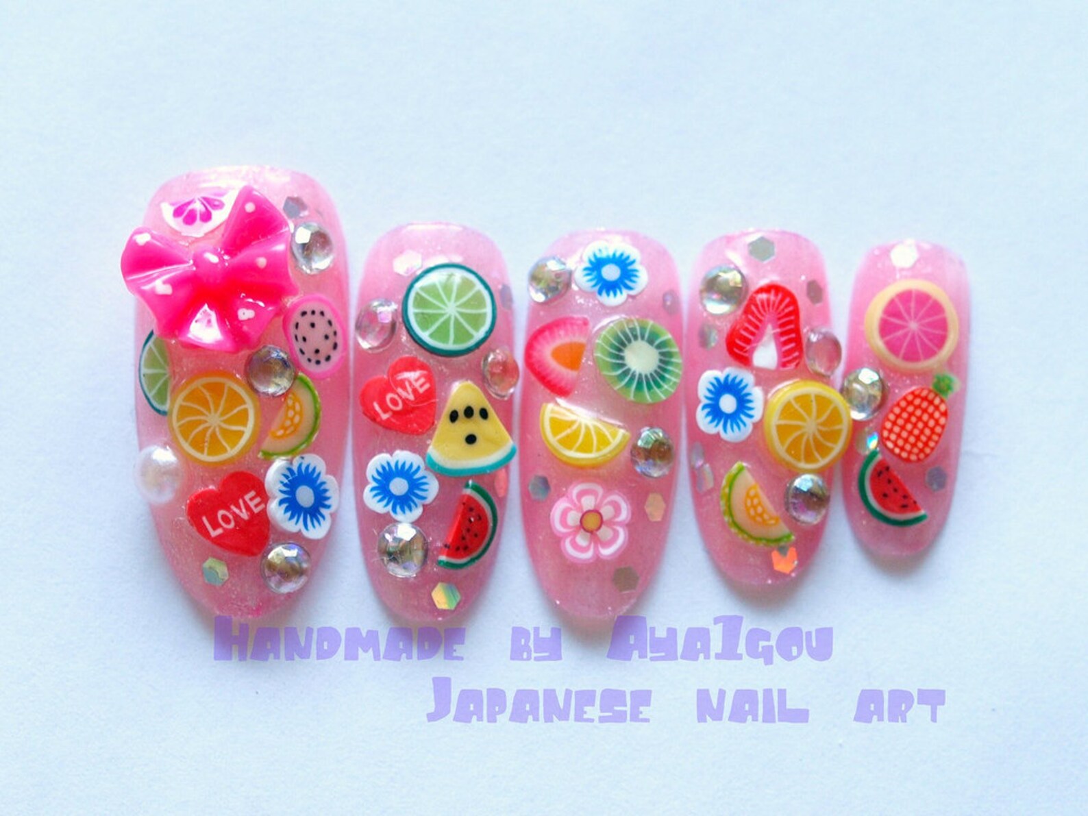 Long Nails Fruit Nail 3D Nails Decoden Decora Harajuku - Etsy