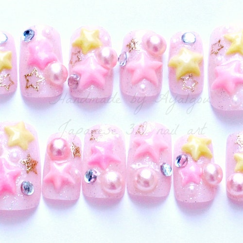 Kawaii Nails Fairy Kei 3D Nails Deco Nails Lolita - Etsy