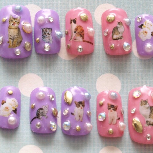 Kawaii Nails Fairy Kei 3D Nails Deco Nails Lolita - Etsy