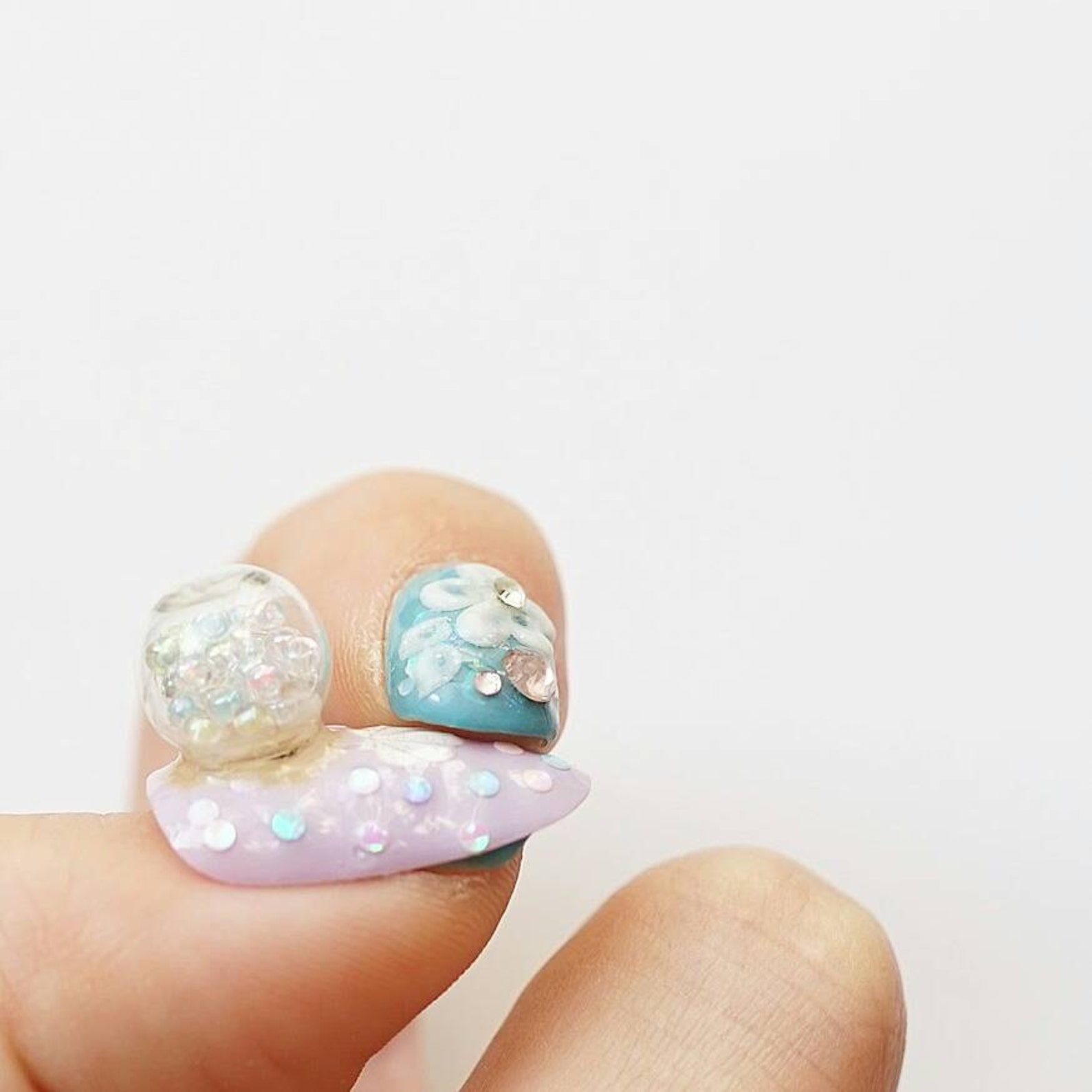 4D Nails Japanese Nail Art Lilac Sakura Fake Nails Beads | Etsy