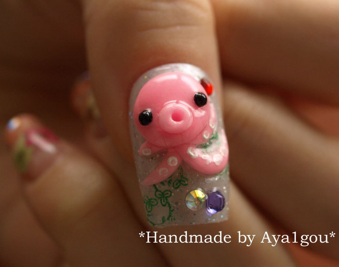 Octopus, Squid, 3D Nails, Sea Animal, Nautical, Kawaii Nails, Japanese ...