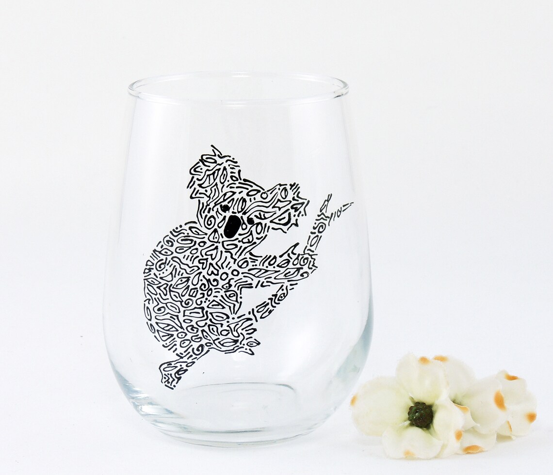 Koala Hand Painted Wine Glass / Cute Koala Bear / Koala Gift / - Etsy