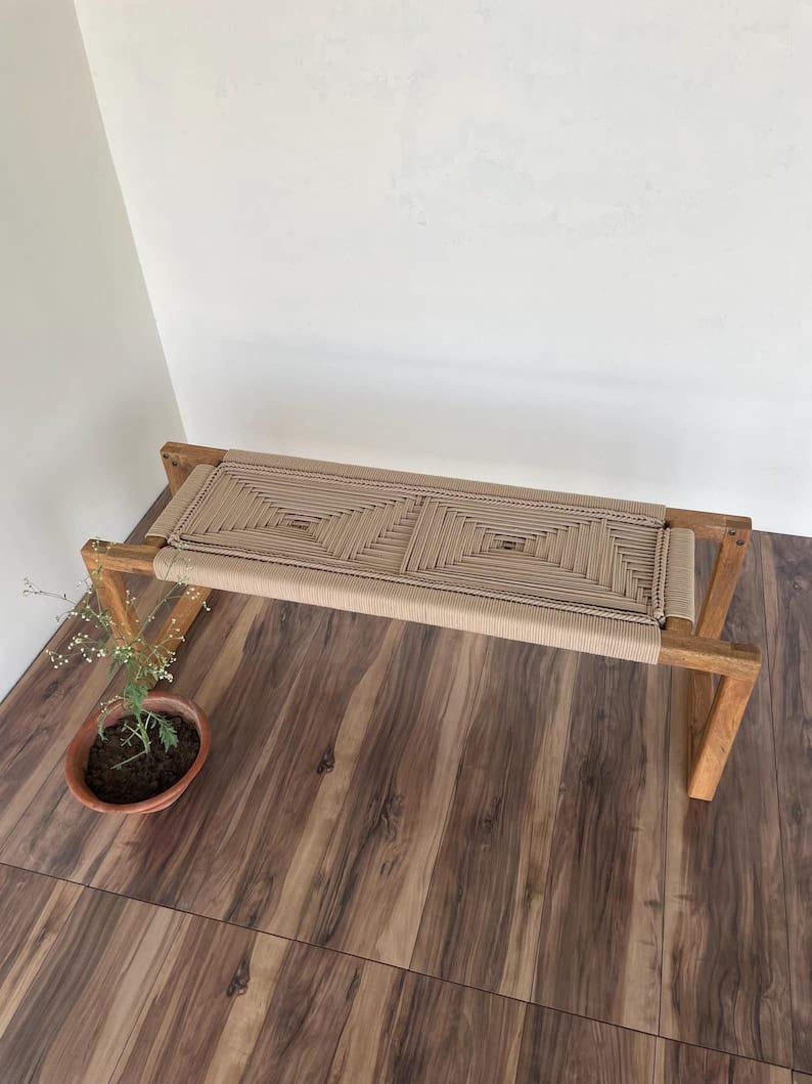 Handmade Boho Modern Woven Bench - Etsy