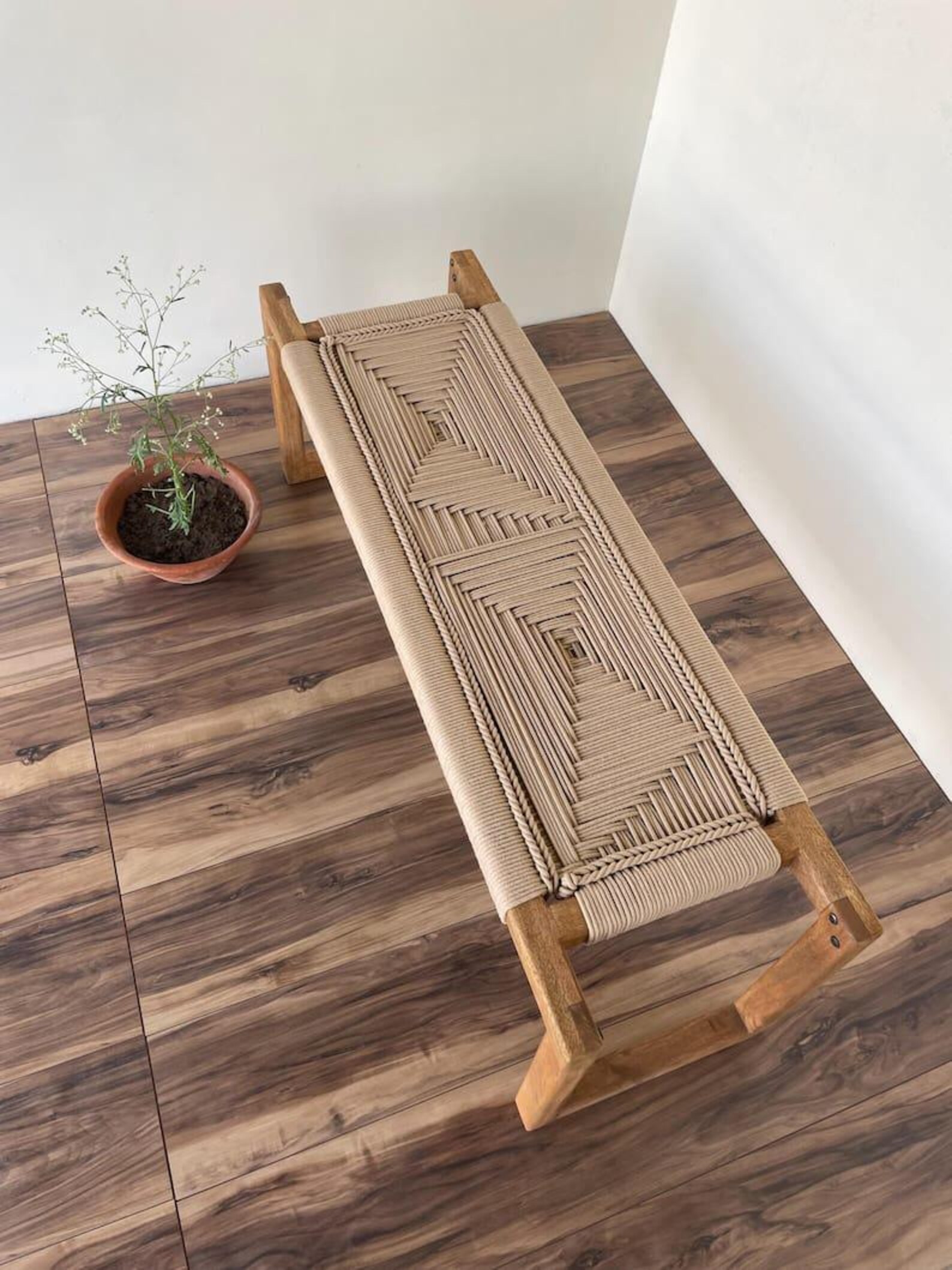 Handmade Boho Modern Woven Bench - Etsy