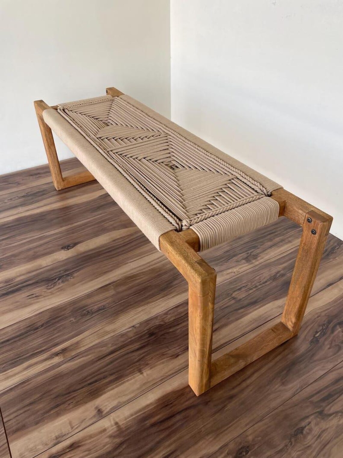 Handmade Boho Modern Woven Bench - Etsy
