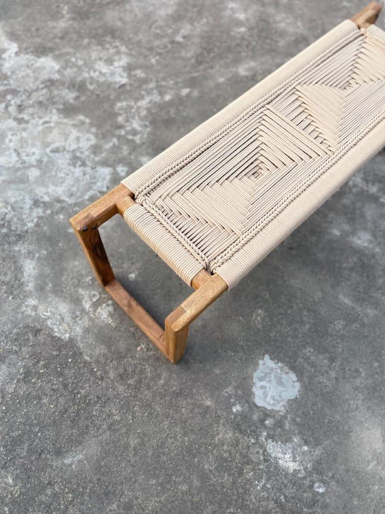 Handmade Boho Modern Woven Bench - Etsy
