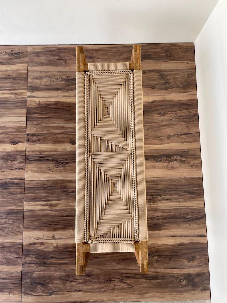 Handmade Boho Modern Woven Bench - Etsy