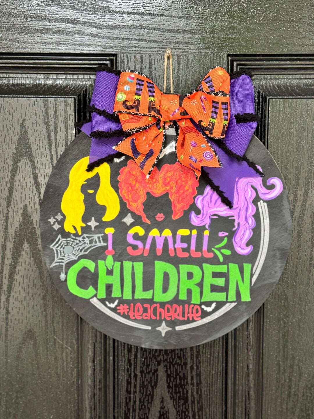 12-inch Hand-painted Wooden Halloween Door Hanger: Spooktacular Charm ...