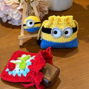 Crochet Minion Bag or Cherry Bag – Coin Purse, AirPod Bag, Mini Pouch ...