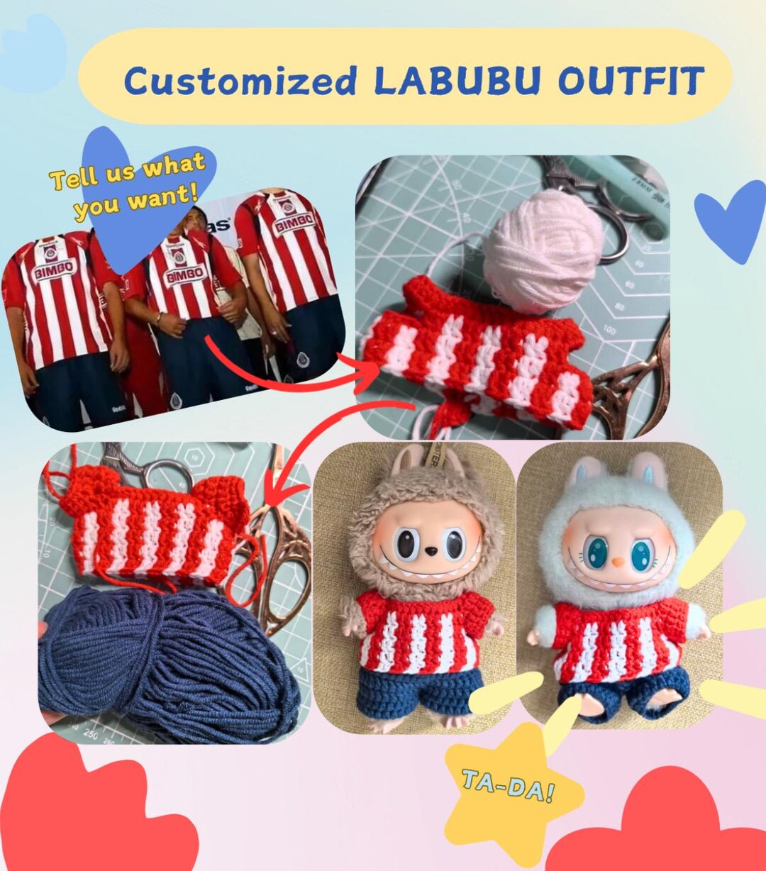 Customized Labubu Clothes |handmade Crochet Jersey| Labubu OUTFIT ONLY ...