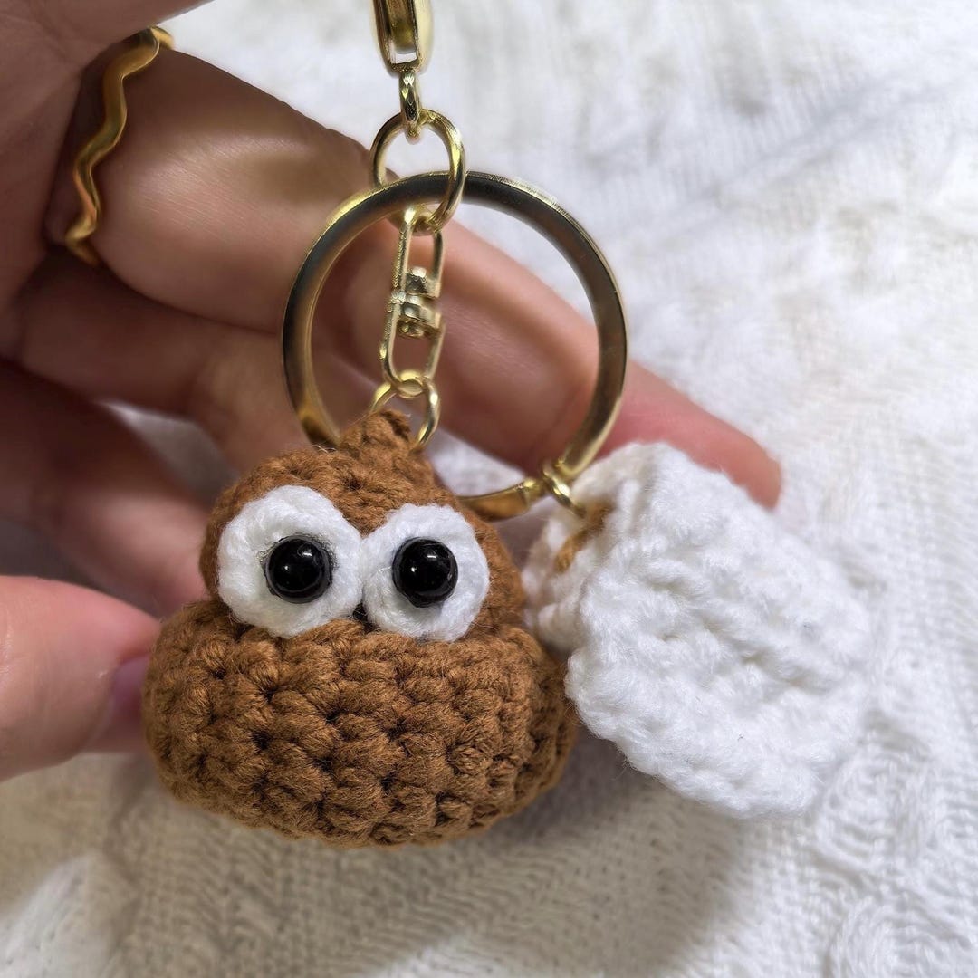 Poop and Toilet Paper Crochet Keychain Funny Handmade Gift Amigurumis ...