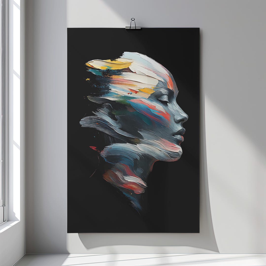 Abstract Expressionist Face Wall Art – Colorful Brushstroke Portrait ...