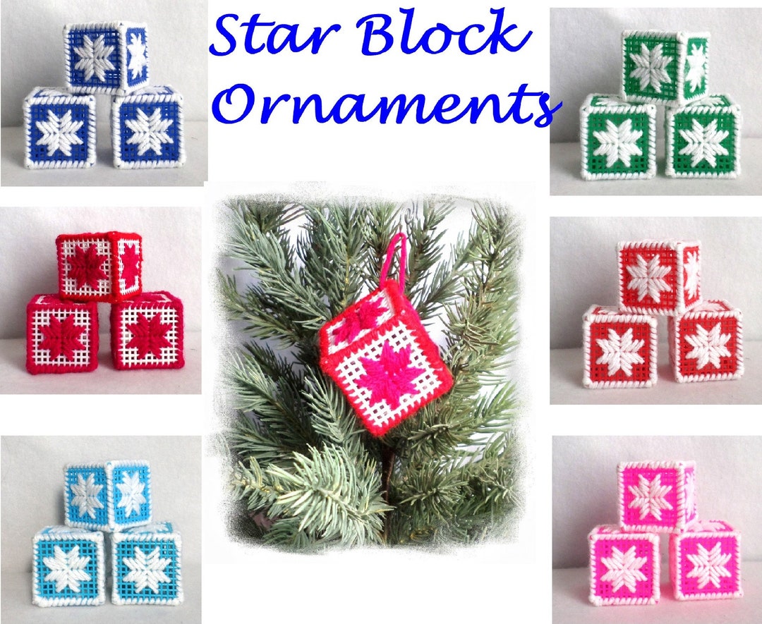 Star Block Ornaments Set of 3 - Etsy