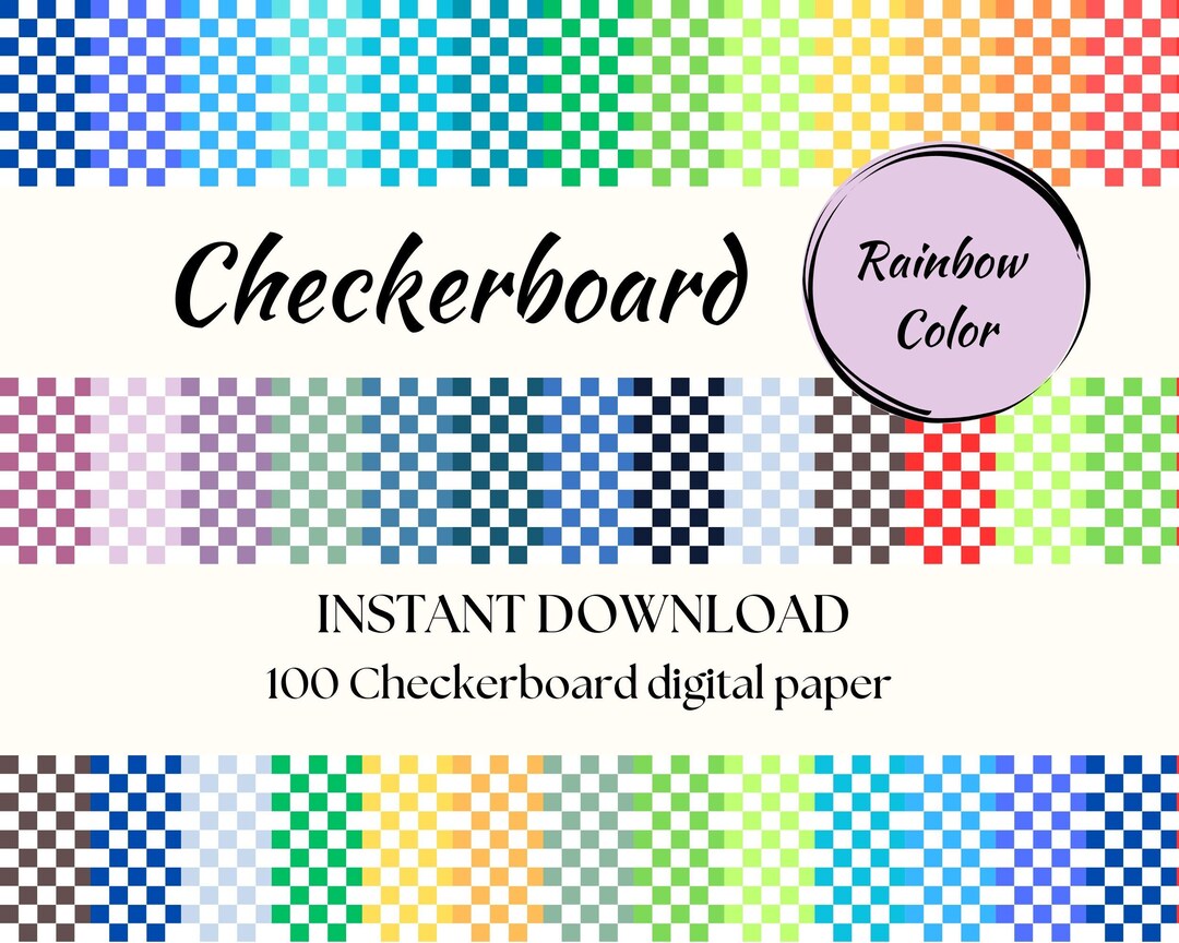 100 Checkerboard Digital Paper Checkerboard Paper Bundle Checkerboard ...