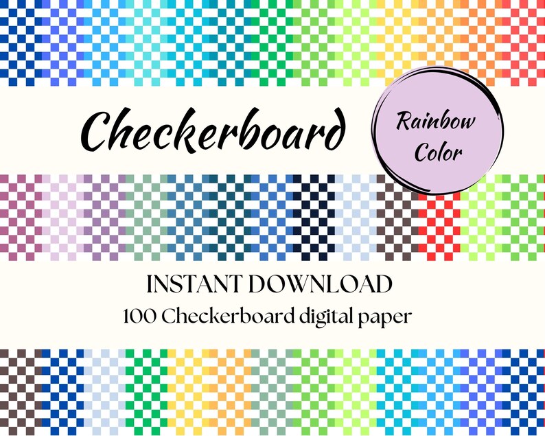 100 Checkerboard Digital Paper Checkerboard Paper Bundle Checkerboard ...