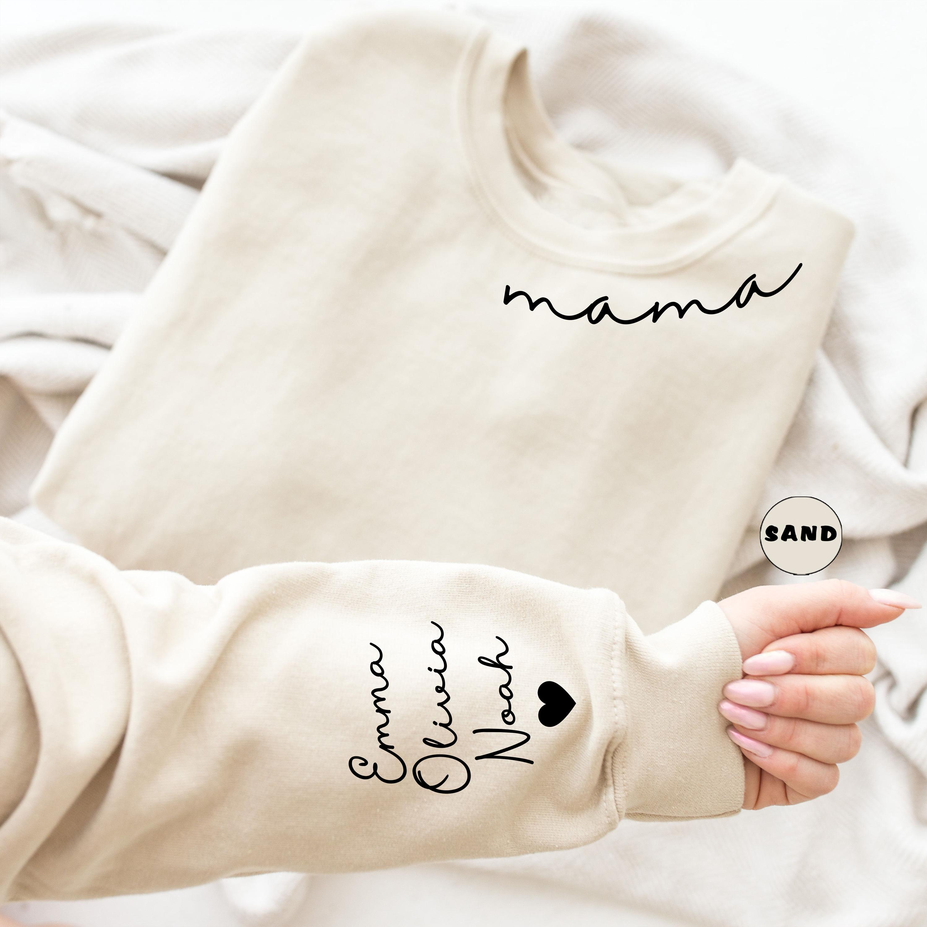 Custom Mama Sweatshirt With Children Name on Sleeve, Custom Name Sweat ...