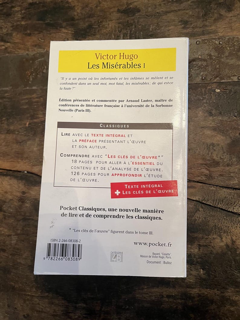 Les Miserables 1 by Victor Hugo | Pocket Classiques (FRENCH) - Etsy
