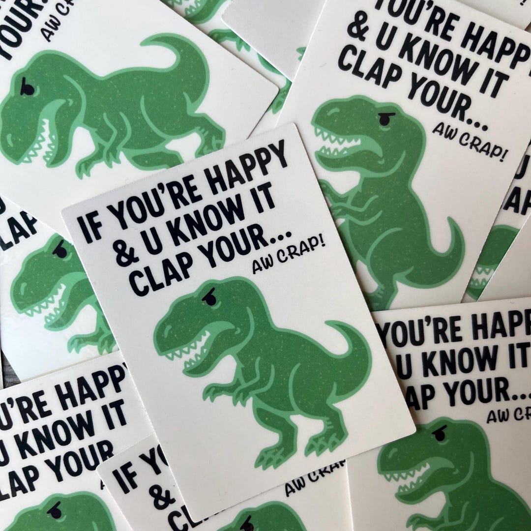 Funny T-rex Clap Sticker | Sarcastic Dinosaur Vinyl Decal | Cute ...