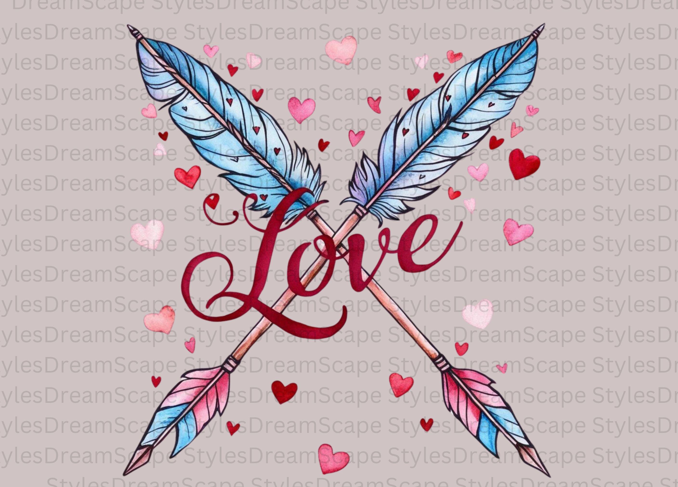 Valentine Clipart - Watercolor Love Arrow - Valentine PNG - Etsy