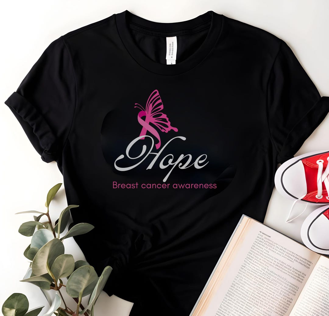 Butterfly Pink Ribbon Breast Cancer Awareness Shirt, Elegant Design for ...