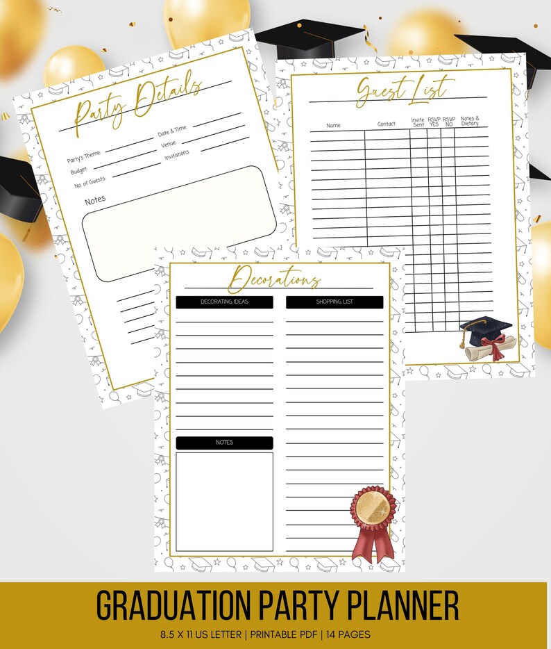 Graduation Party Planner Printable | 14-page Graduation Planning PDF ...