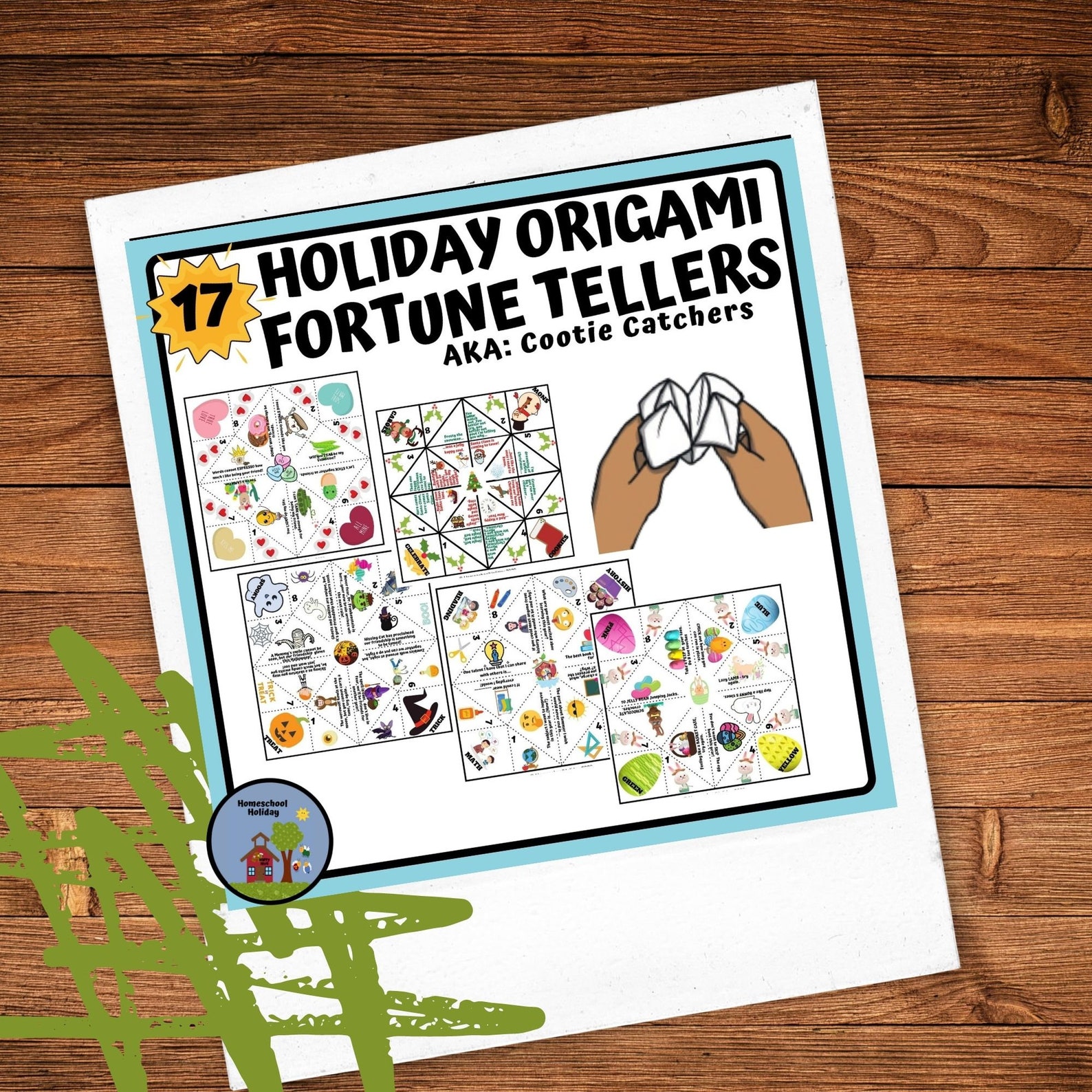 Paper Fortune Teller Set of 17 Holiday and Educational - Homeschool ...