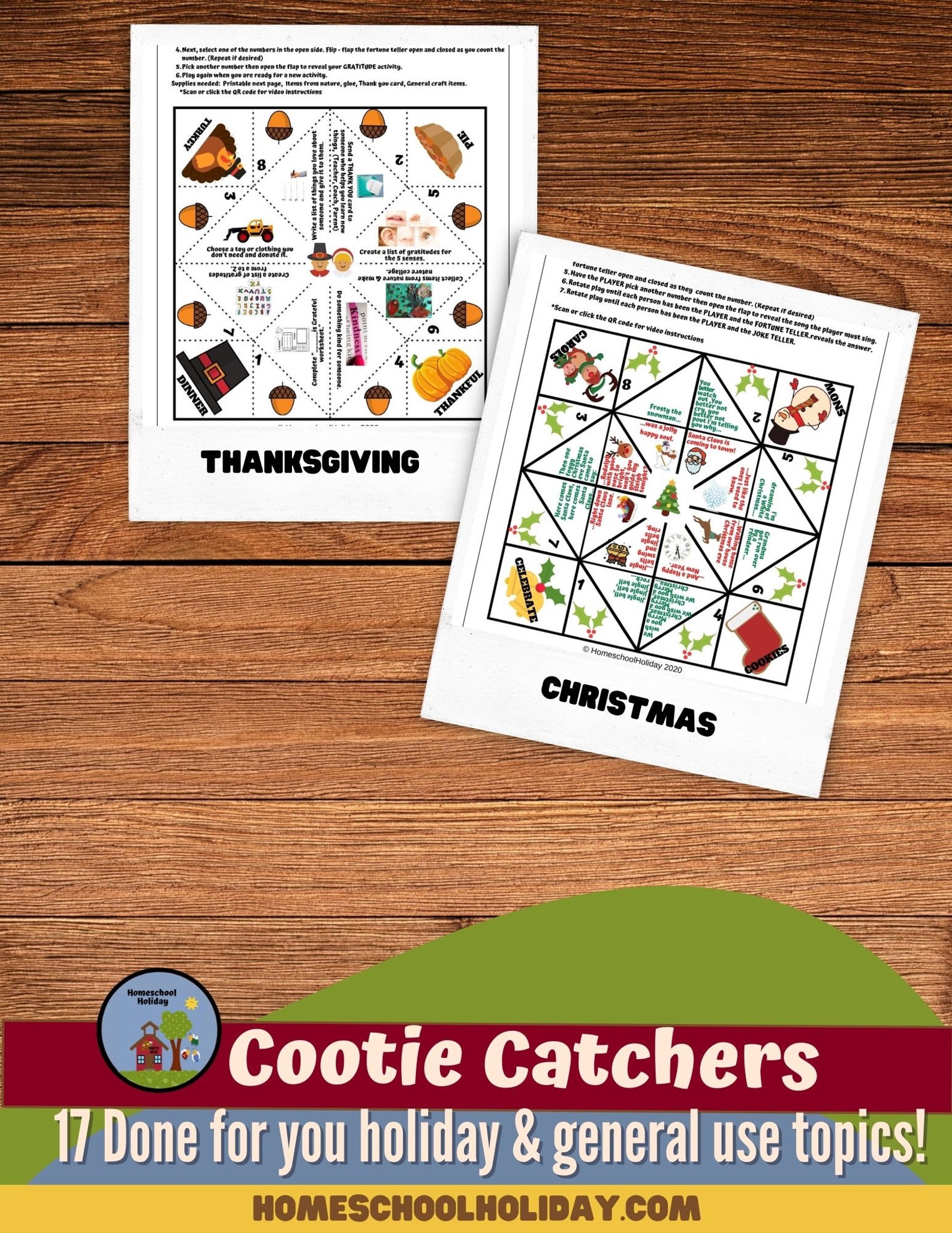 Paper Fortune Teller Set of 17 Holiday and Educational - Homeschool ...