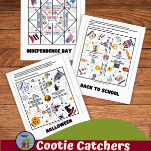 Paper Fortune Teller Set of 17 Holiday and Educational - Homeschool ...