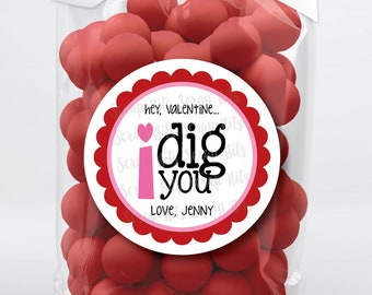 I Dig You Valentine's Day Stickers Personalized Custom Stickers, Treat ...