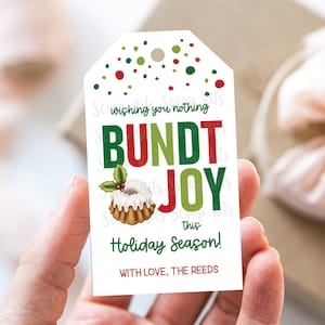 Christmas Bundt Cake Gift Tags, Wishing You Nothing Bundt Joy, Bundt ...