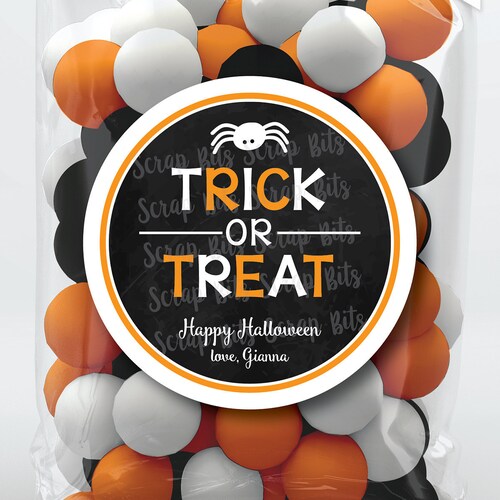 Trick or Treat Bag Stickers Halloween Labels Halloween - Etsy