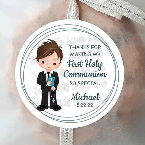 First Communion Stickers . Communion Boy . Personalized Favor | Etsy