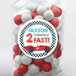 Growing up 2 Fast . Racing Birthday Party Stickers . Personalized Favor ...