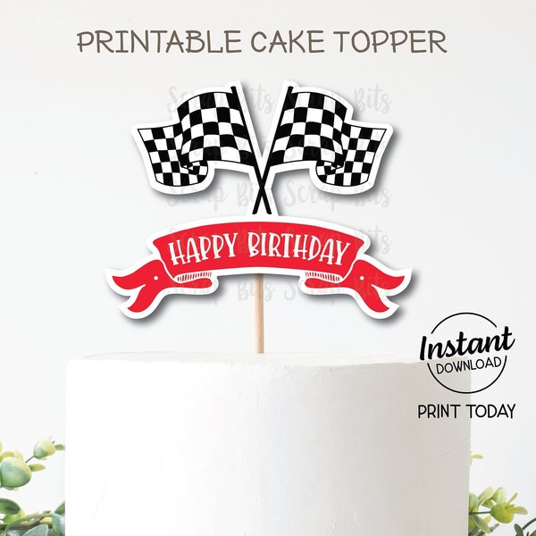Racing Car Cake Topper With Flags - Etsy