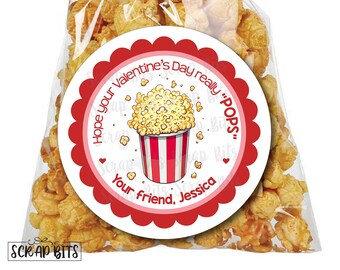 POPCORN VALENTINE Tags Classroom Valentines Popcorn | Etsy